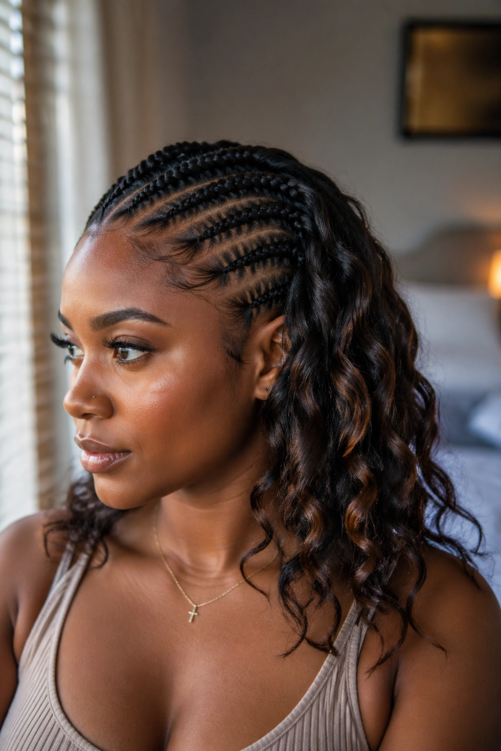 22 Half Cornrows With Curls - Bold Hairstyles
